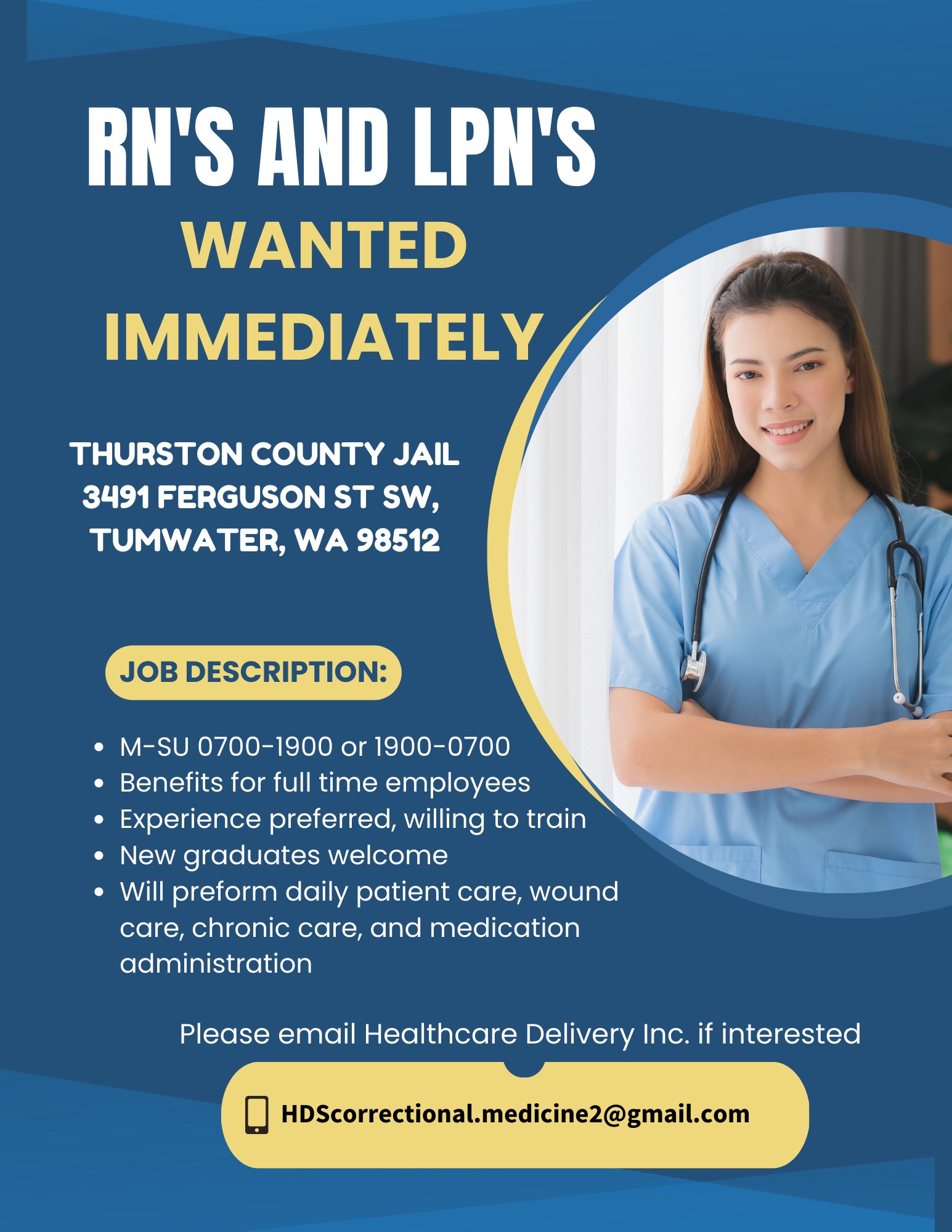 Thurston County | Multiple Positions – Healthcare Delivery Inc
